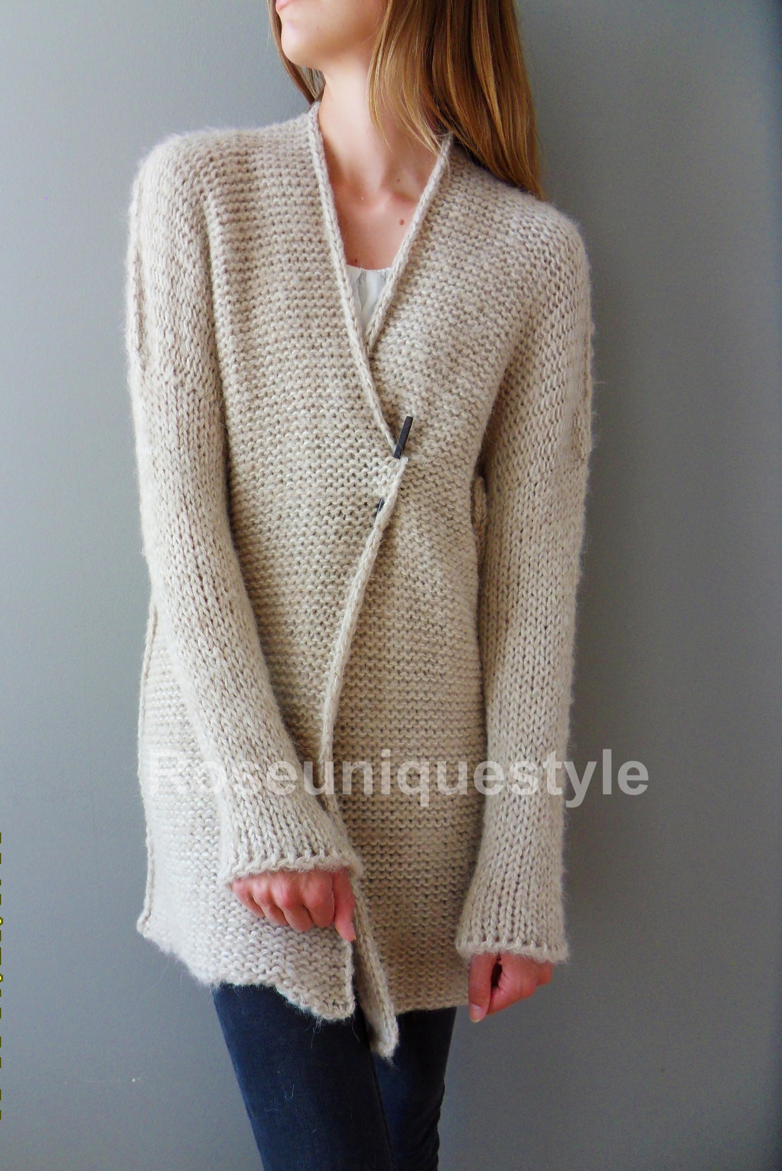 Alpaca Chunky Knit Cardigan. Cream/beige Women Knit Cardigan. - Etsy
