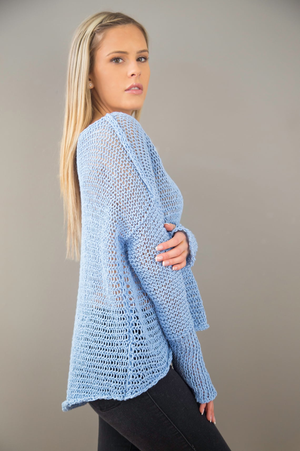 Cotton Linen loose knit sweater . | Etsy