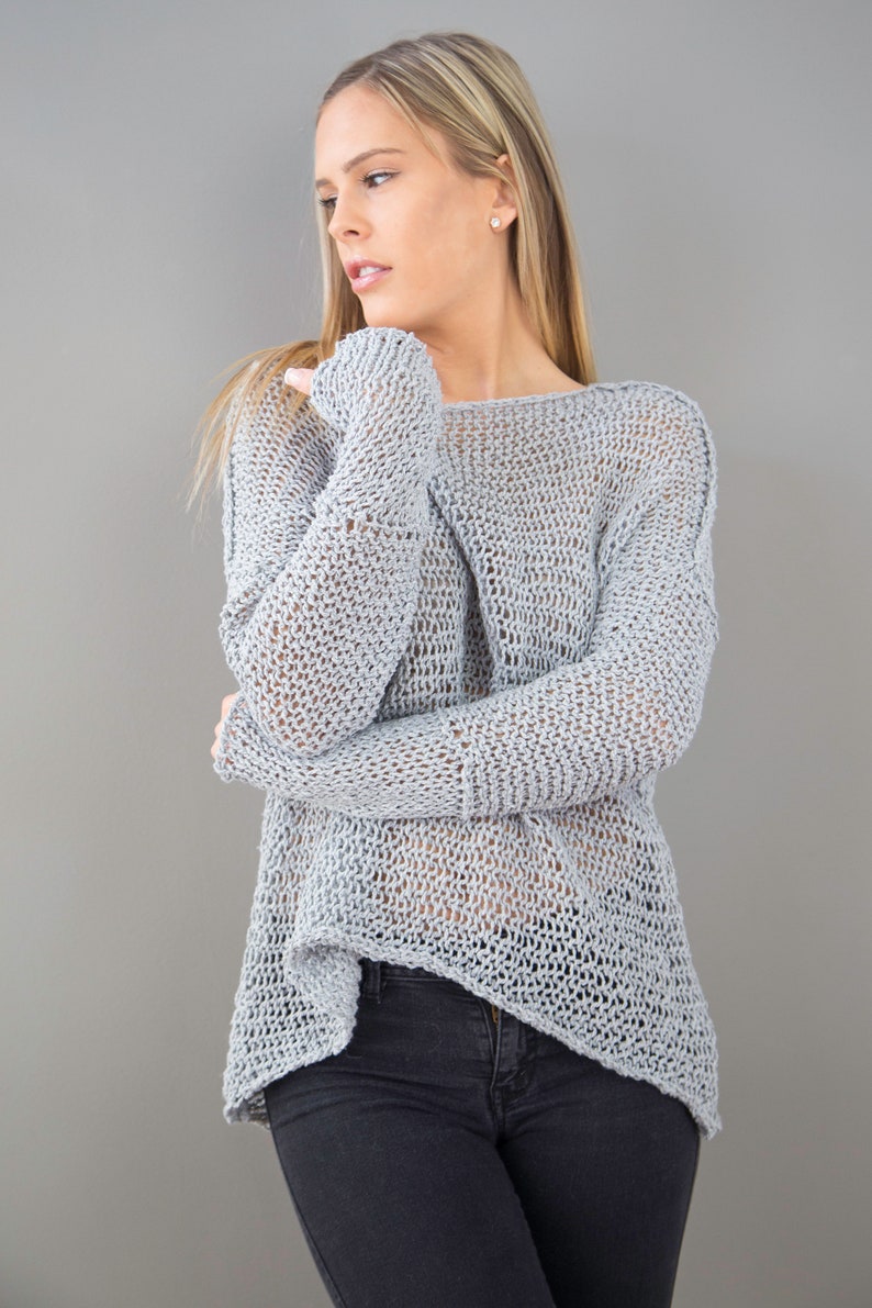 Cotton Linen Oversized Loose Knit Sweater . Spring Summer Open - Etsy