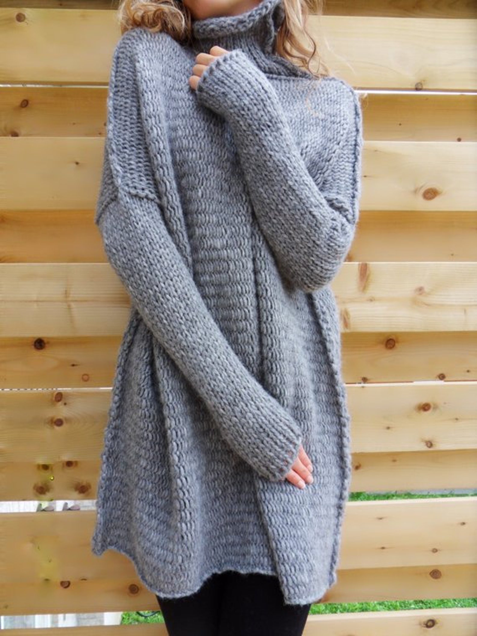 Grey Knit Sweater. Oversized Chunky Knit Sweater. Sweater - Etsy