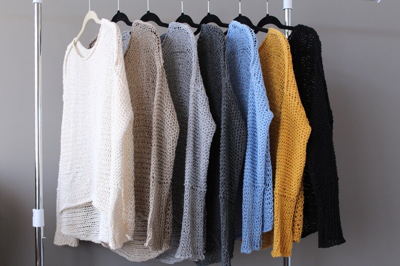 Cotton Linen Oversized Loose Knit Sweater . Spring Summer Open - Etsy