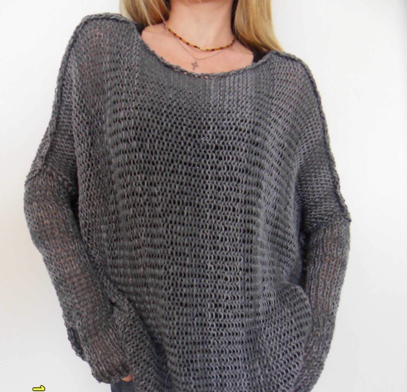 Oversize Women Cotton Chunky Knit Sweater Bulky Slouchy Loose Etsy