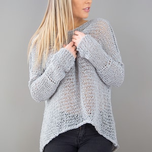 Cotton Linen Oversized Loose Knit Sweater . Spring Summer Open | Etsy