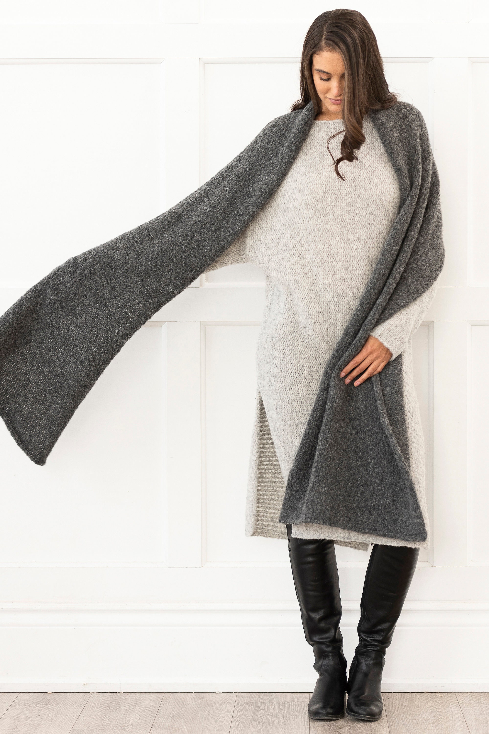 Extra Long Knit Alpaca Scarf Shawl Oversized Knit Scarf - Etsy Canada