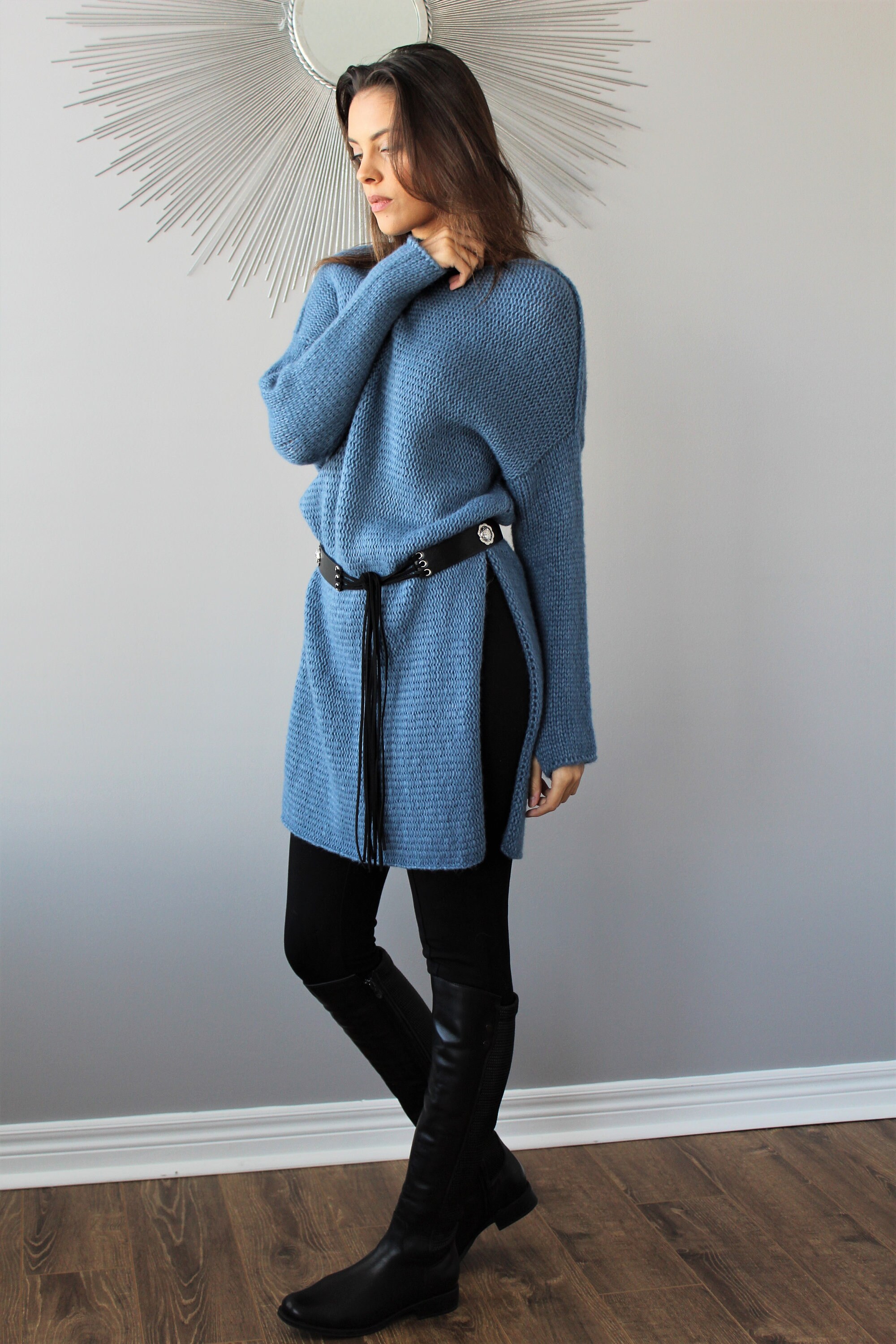 Knit sweater dress oversized alpaca dress for woman | Etsy