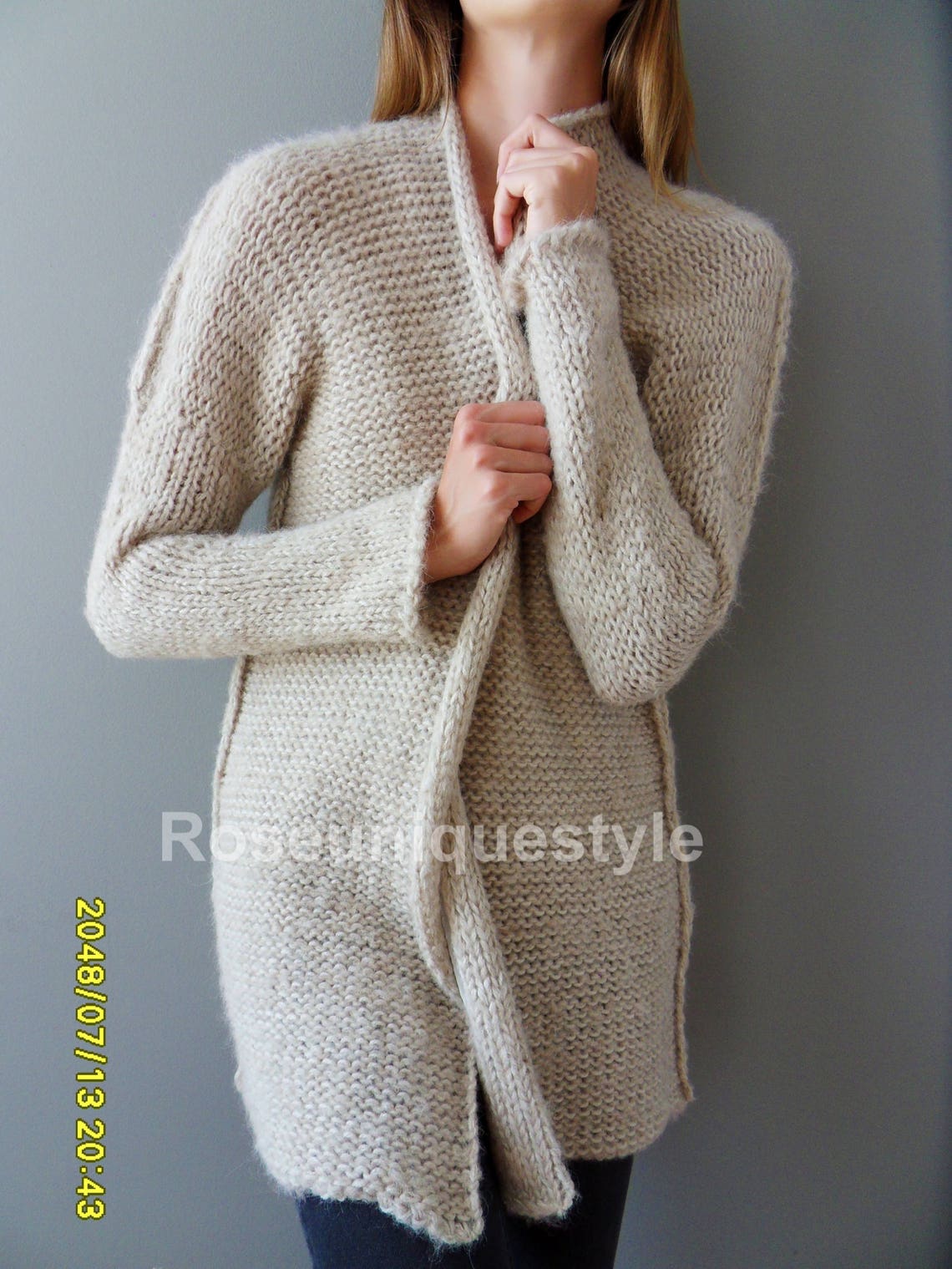 Alpaca Chunky Knit Cardigan. Cream/beige Women Knit Cardigan. - Etsy