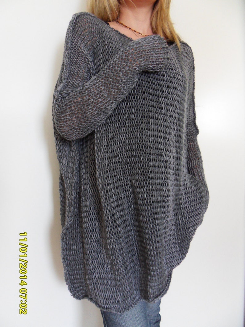 Oversize Women Cotton Chunky Knit Sweater Bulky Slouchy Loose Etsy