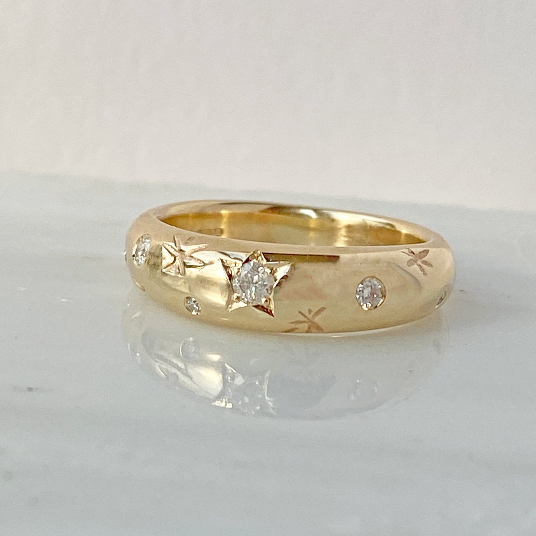 Gold Diamond Bombe Star Ring - Etsy