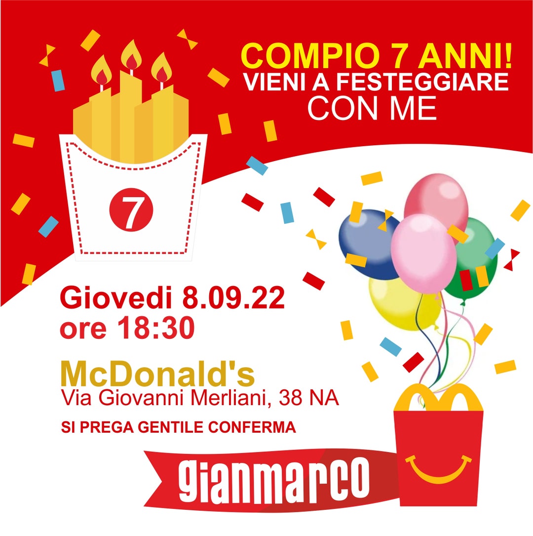 Birthday Printable Invitation - Mc Donald - for Whatsapp Telegram - Etsy