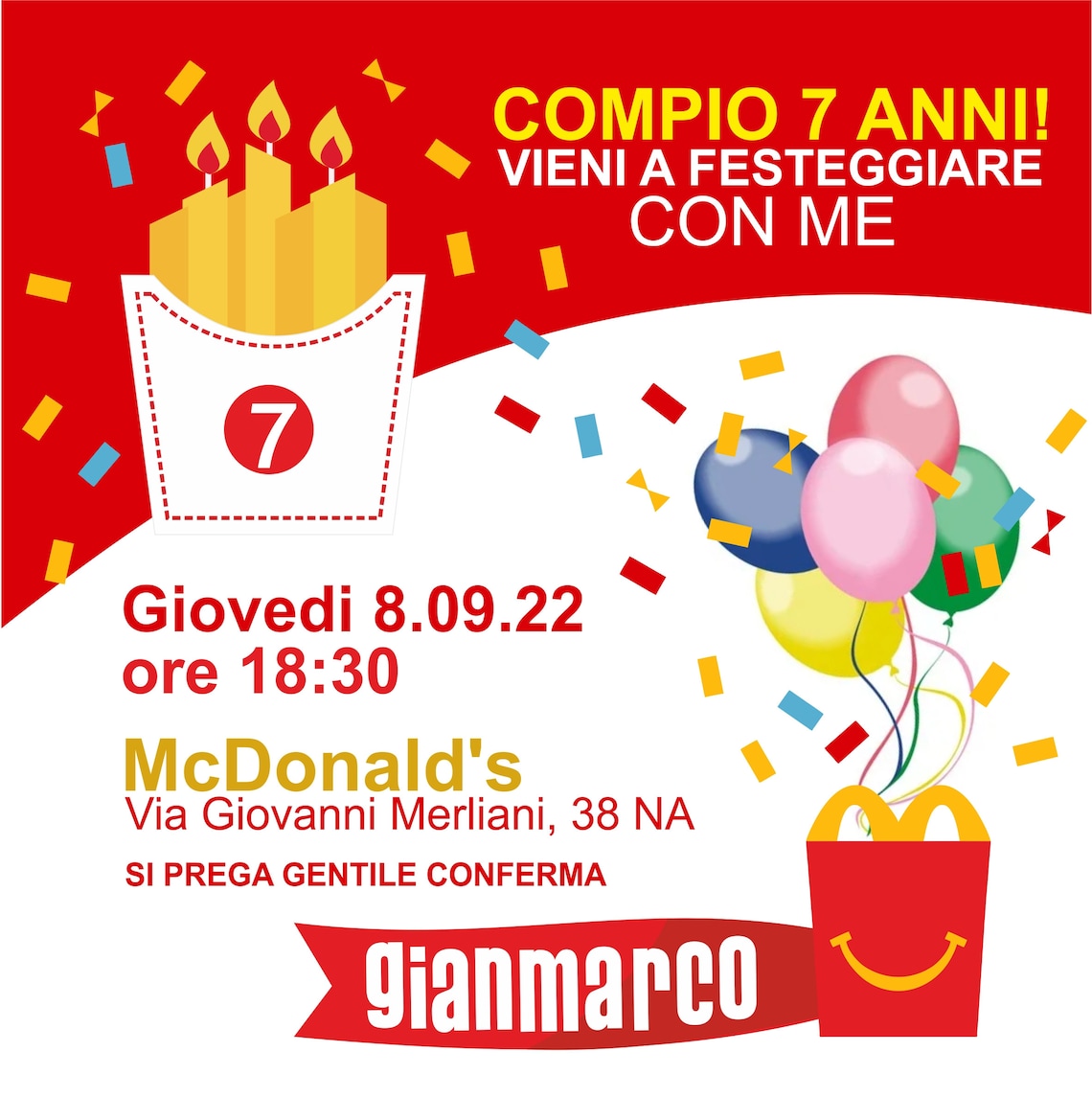 Birthday Printable Invitation - Mc Donald - for Whatsapp Telegram - Etsy