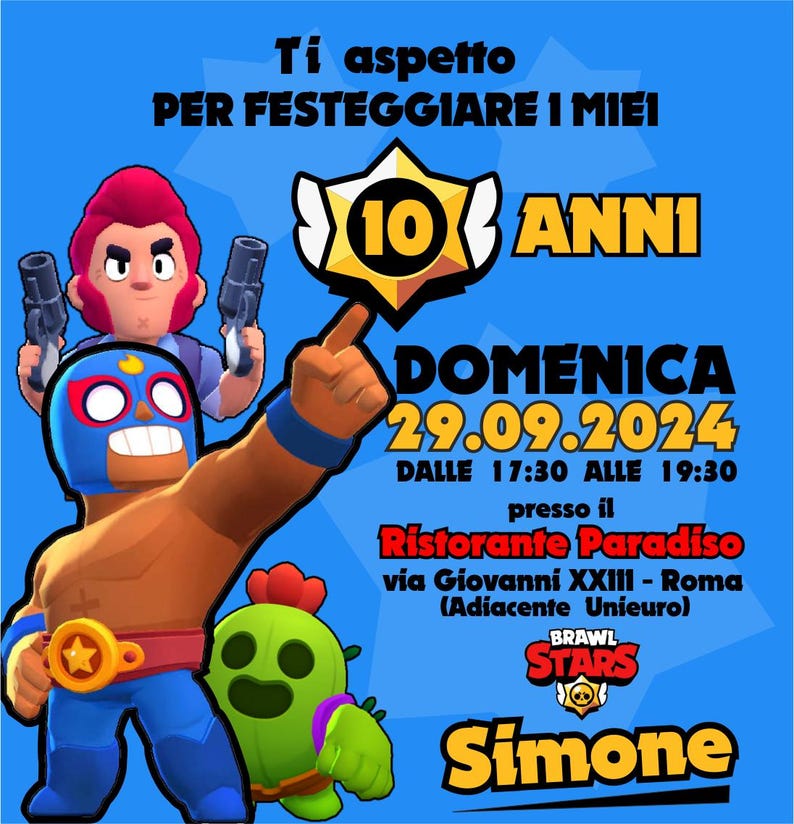 Invitación de cumpleaños imprimible para whatsapp brawl stars - Etsy México