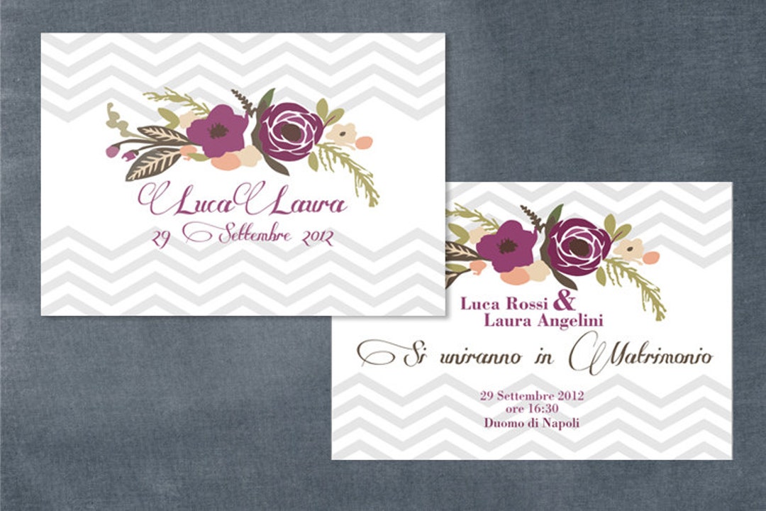 Wedding Printable Invitation - Grey and Purple - Etsy