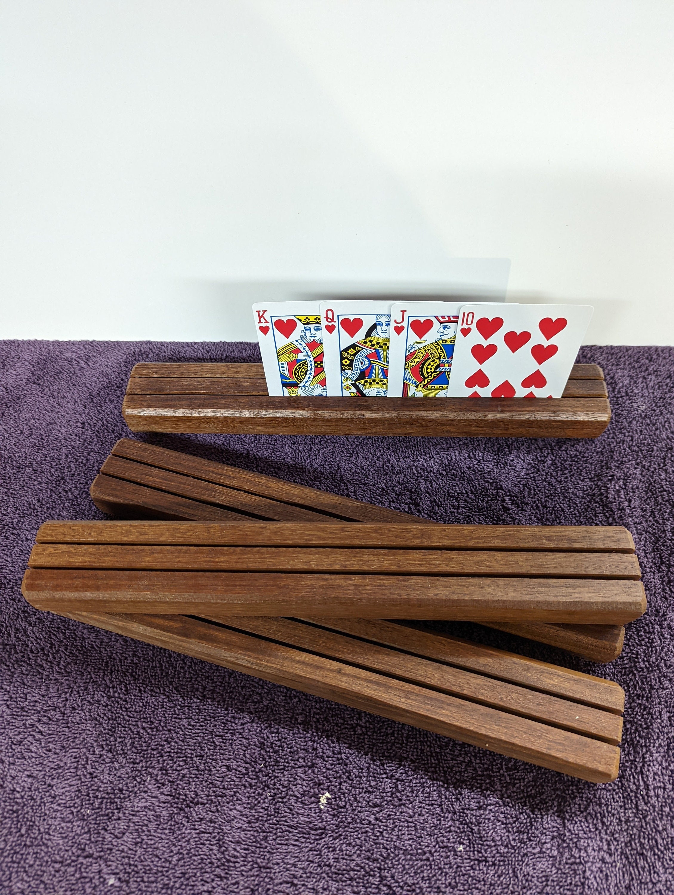 Handcrafted Wooden Playing Card Holder / Small Wooden Display Stand ...