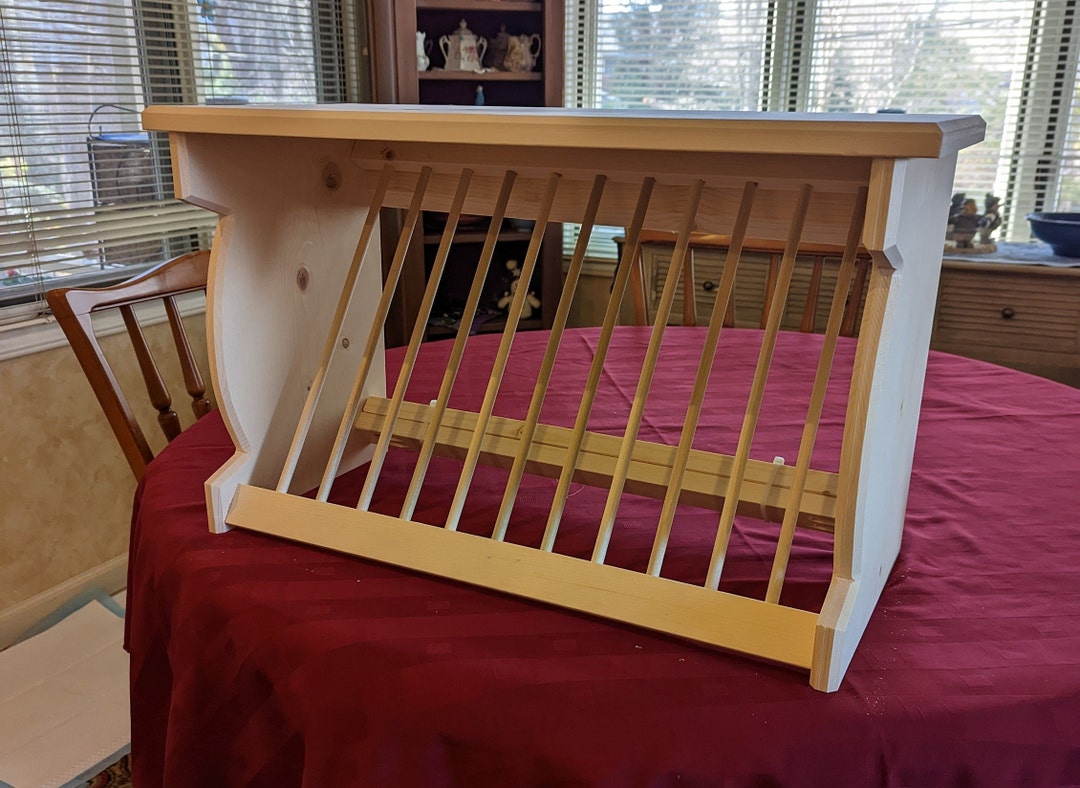 Handcrafted Wooden Wall Mounted Plate Rack / Standing Counter Plate ...