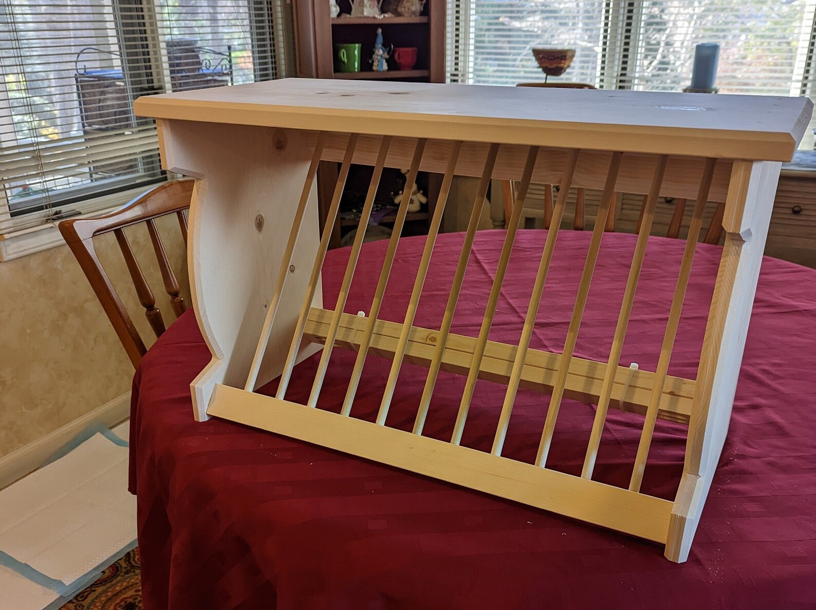 Handcrafted Wooden Wall Mounted Plate Rack / Standing Counter Plate ...