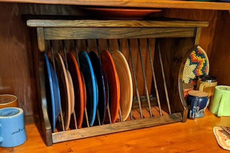 Handcrafted Wooden Wall Mounted Plate Rack / Standing Counter Plate ...