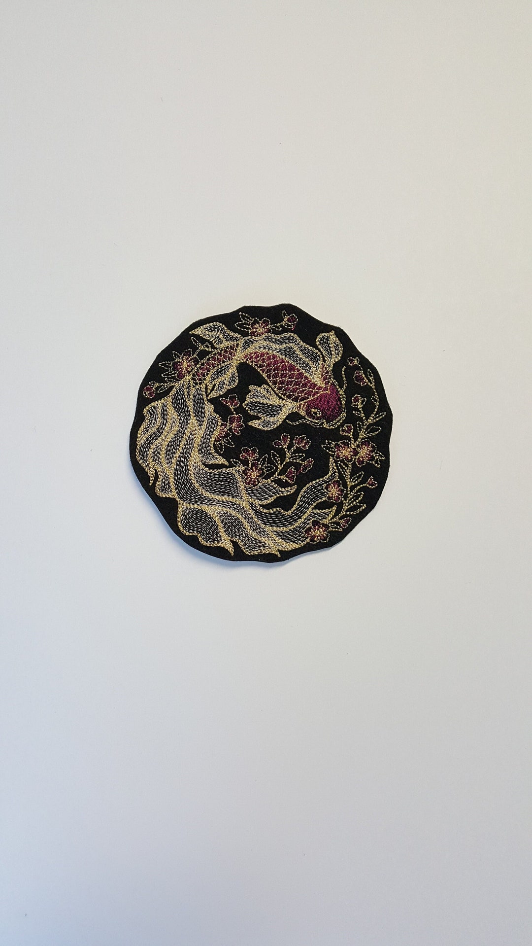 Graceful Koi Fish Patch Machine Embroidered Iron-on Golden Aquatic Pond ...