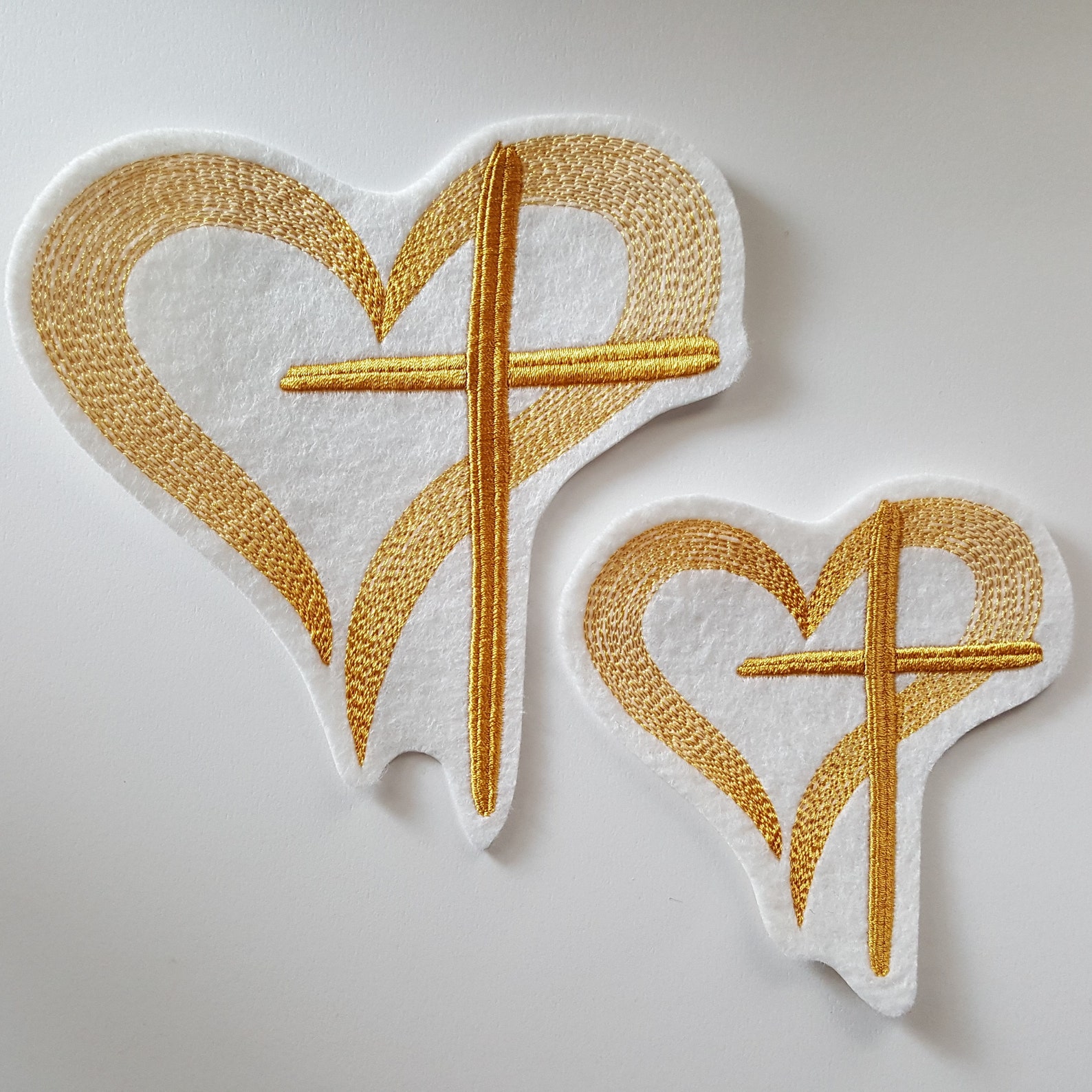 Heart and Cross Patch Machine Embroidered Iron-on - Etsy
