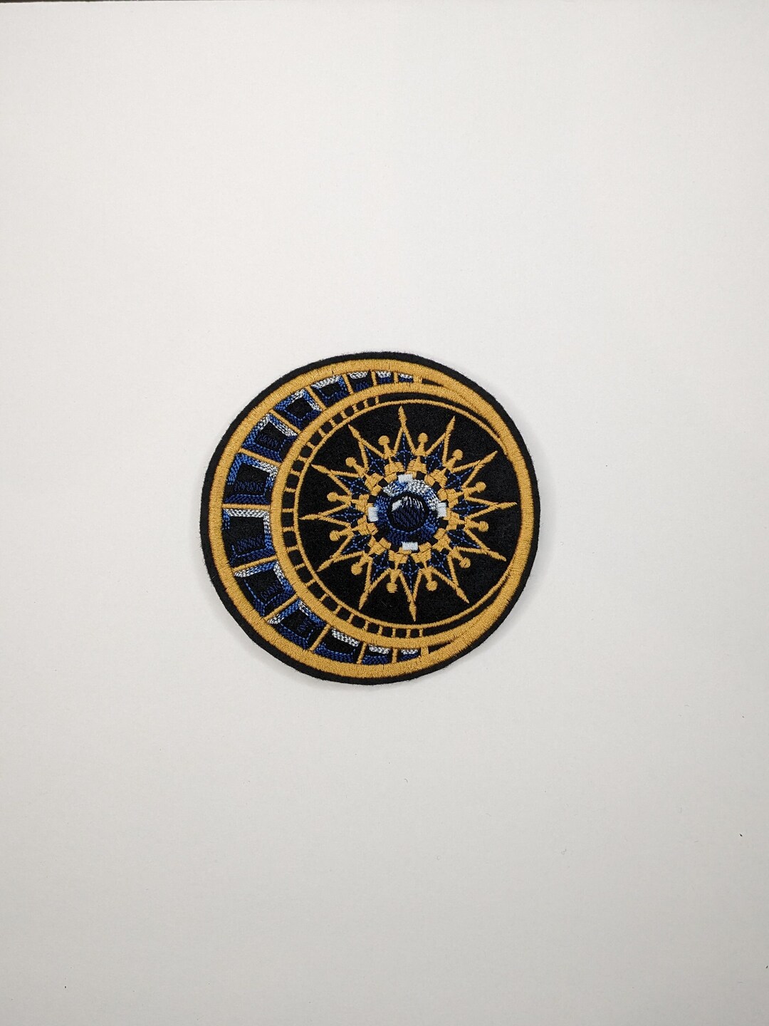 Sun and Moon Celestial Patch Machine Embroidered Iron-on Blue Sky Gold Summer Jean Jacket Stars ...