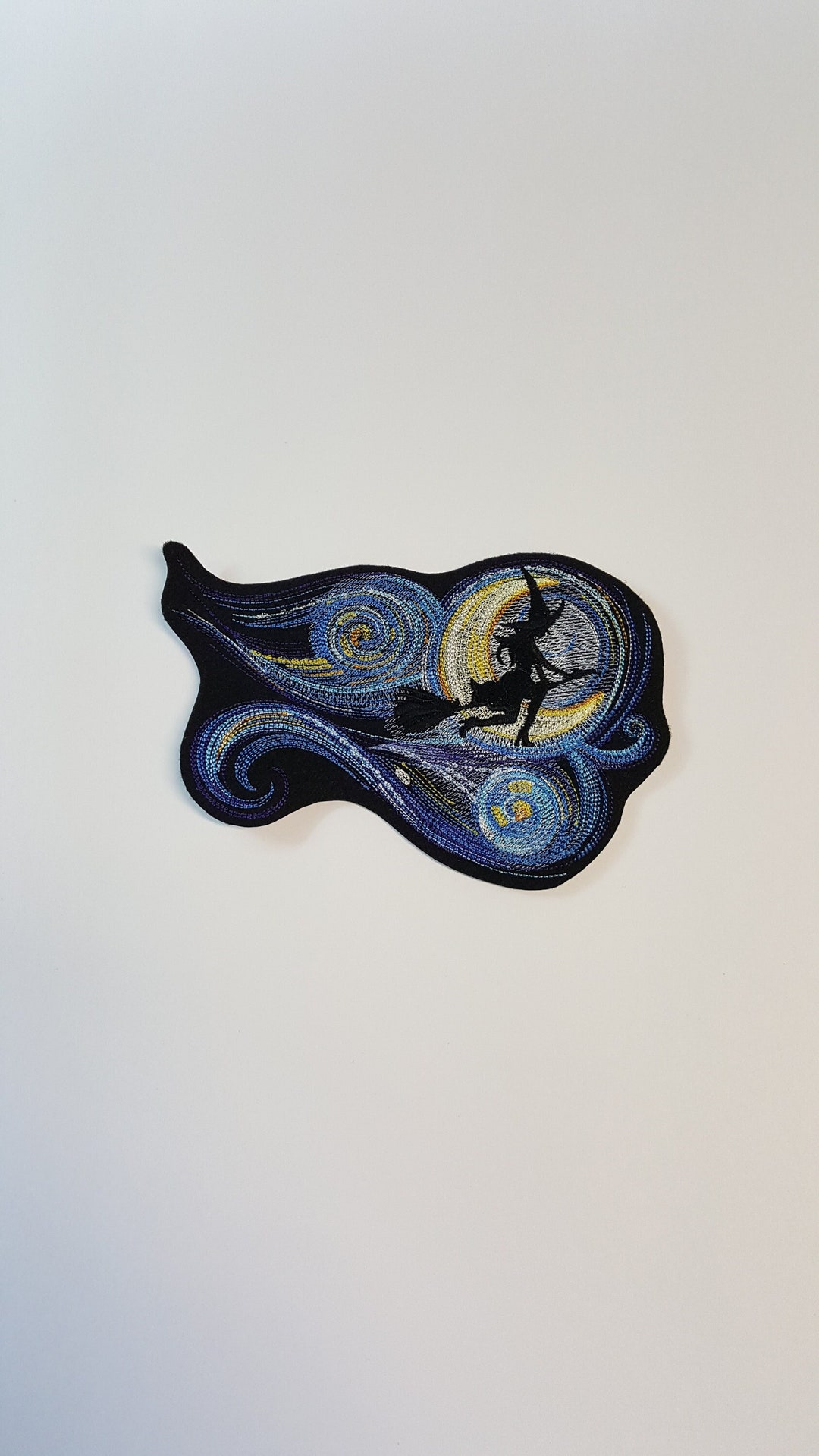 Starry Night Witch Patch - Machine Embroidered Iron-on - 2 Sizes ...