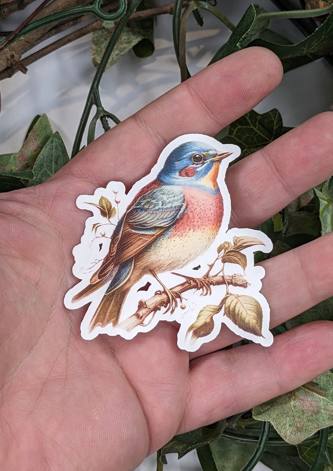 Vintage Look Sticker - Bird on a Branch - Waterproof Vinyl - Laminated ...
