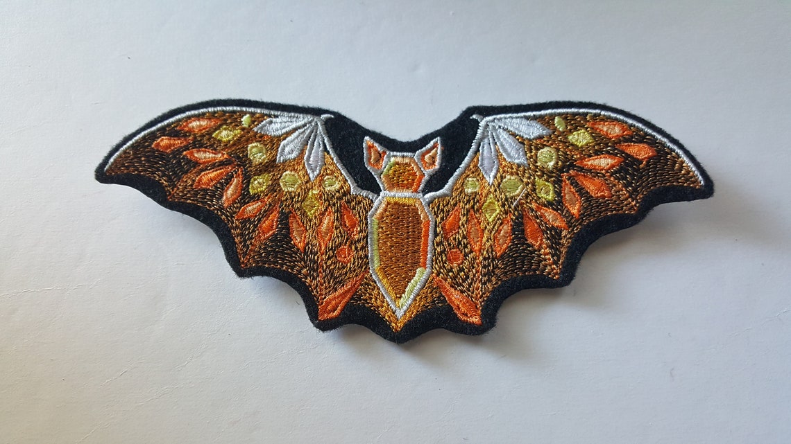 Bejeweled Bat Patch Machine Embroidered Iron-On Jewels | Etsy