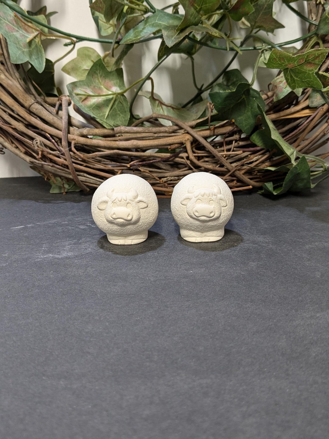 Ready to Paint Set of 2 Tiny Round Cows - Ceramic Bisque - Fired to ...