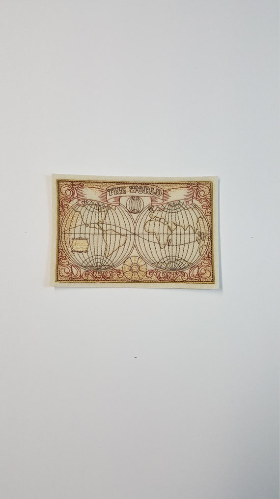 Majestic World Map Patch Machine Embroidered Iron-on Old - Etsy