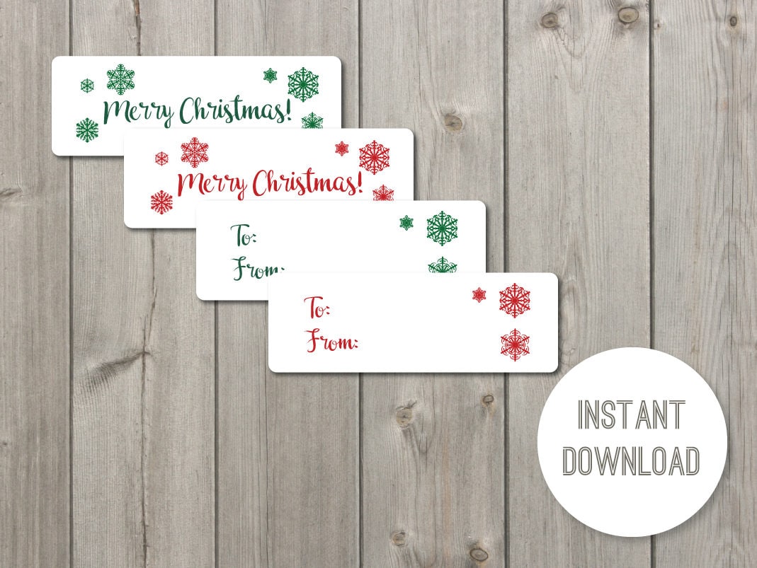 Printable Gift Labels Instant Download 4 Christmas Designs - Etsy