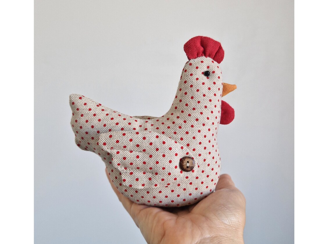 Linen Stuffed Chicken PDF Sewing Pattern DIY Fabric Toy Chicken Spring ...