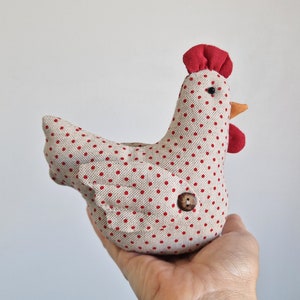 Linen Stuffed Chicken PDF Sewing Pattern - DIY Fabric Toy Chicken ...