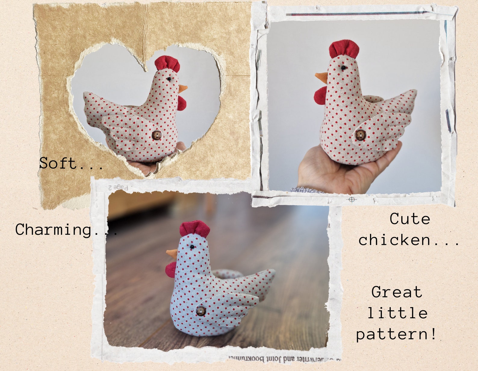 Linen Stuffed Chicken Sewing Pattern – DIY Fabric Toy (PDF Pattern) - Etsy