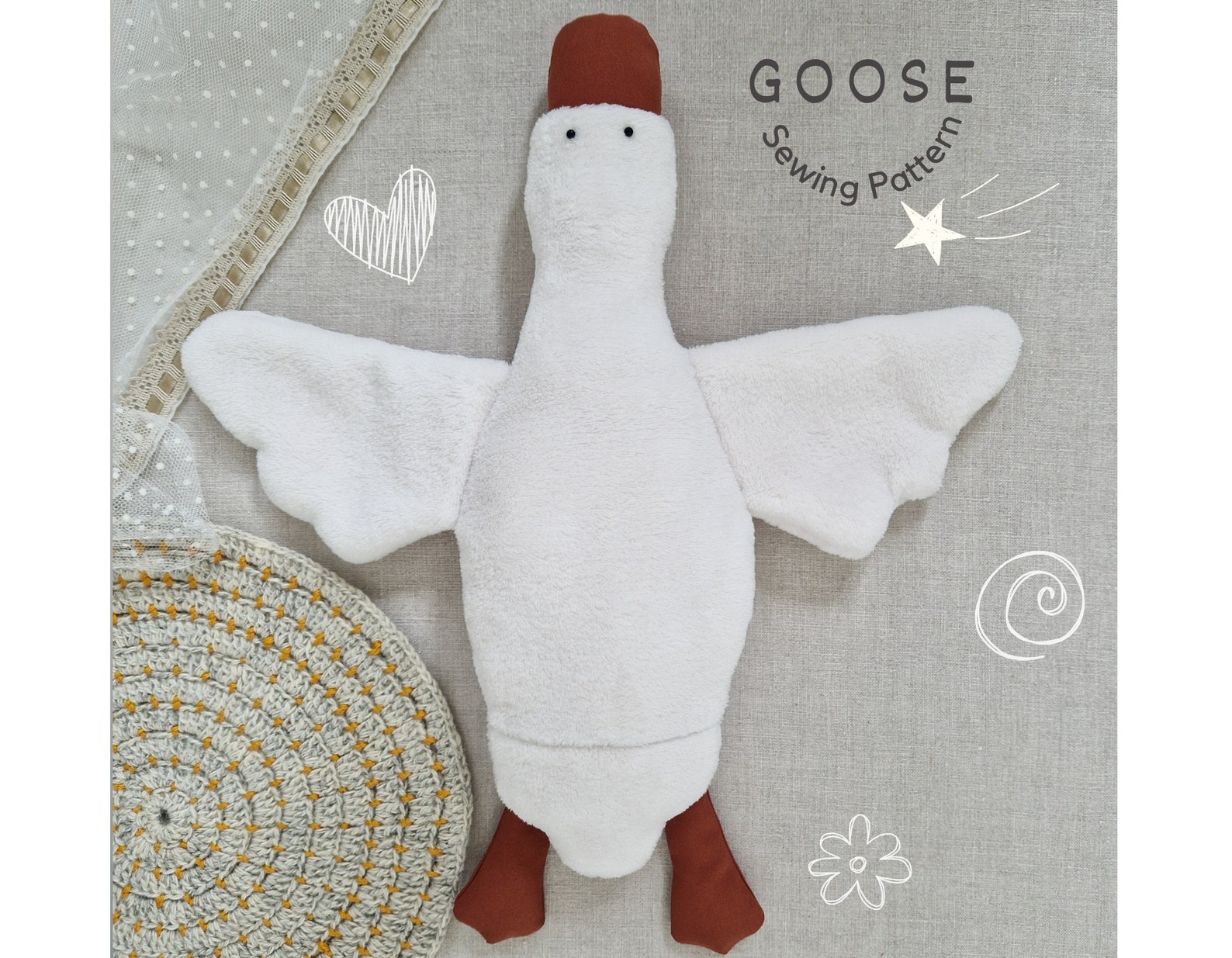 Plush Goose Pattern With Step-by-step Photos, Soft Toy for Sleep ...