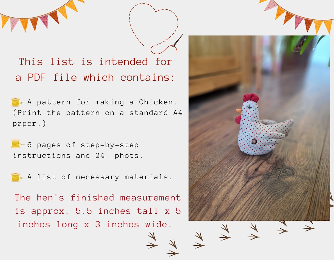 Linen Stuffed Chicken Sewing Pattern – DIY Fabric Toy (PDF Pattern) - Etsy