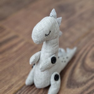 Linen Dinosaur With Sewing Pattern, Dinosaur Pattern Tutorial, Stuffed ...