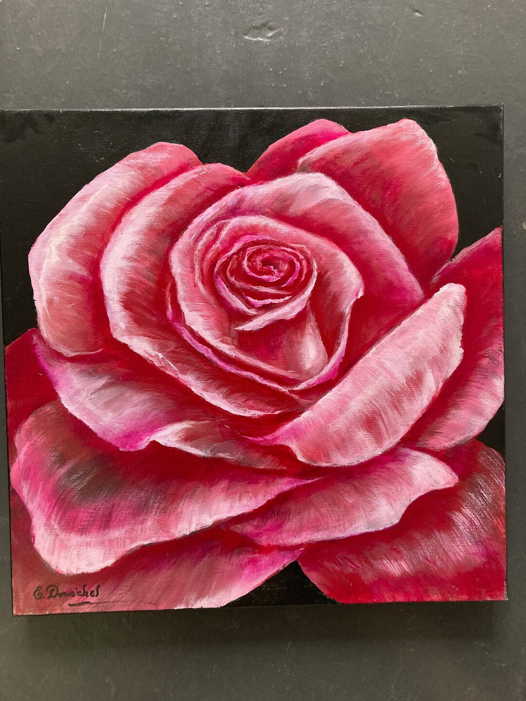 Vintage Painting of a Rose - Etsy