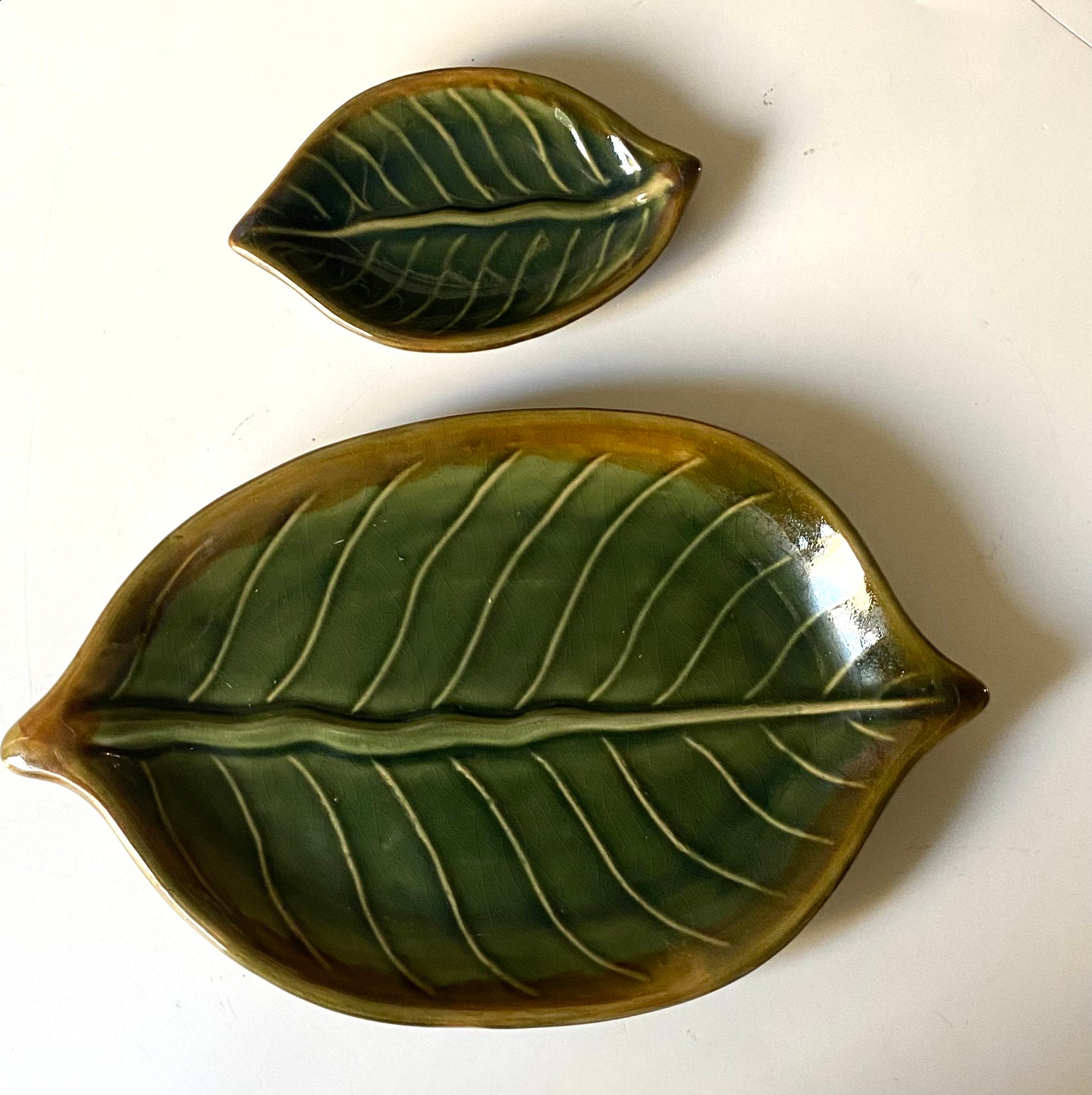 Pier 1 Leaf Shaped Platter and Side Dish Set of 2 - Etsy