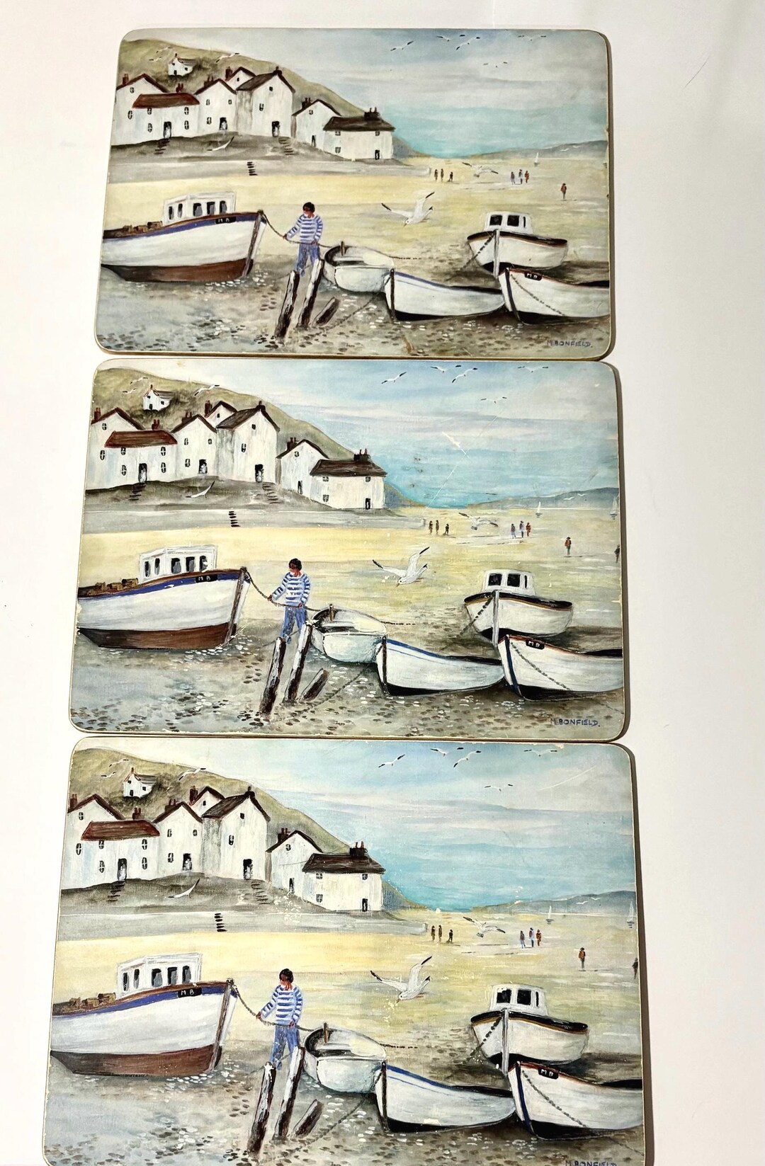 Maureen Bonfield Cornish Harbour Placemats Set of 3 8.5 X11.5 Inches ...