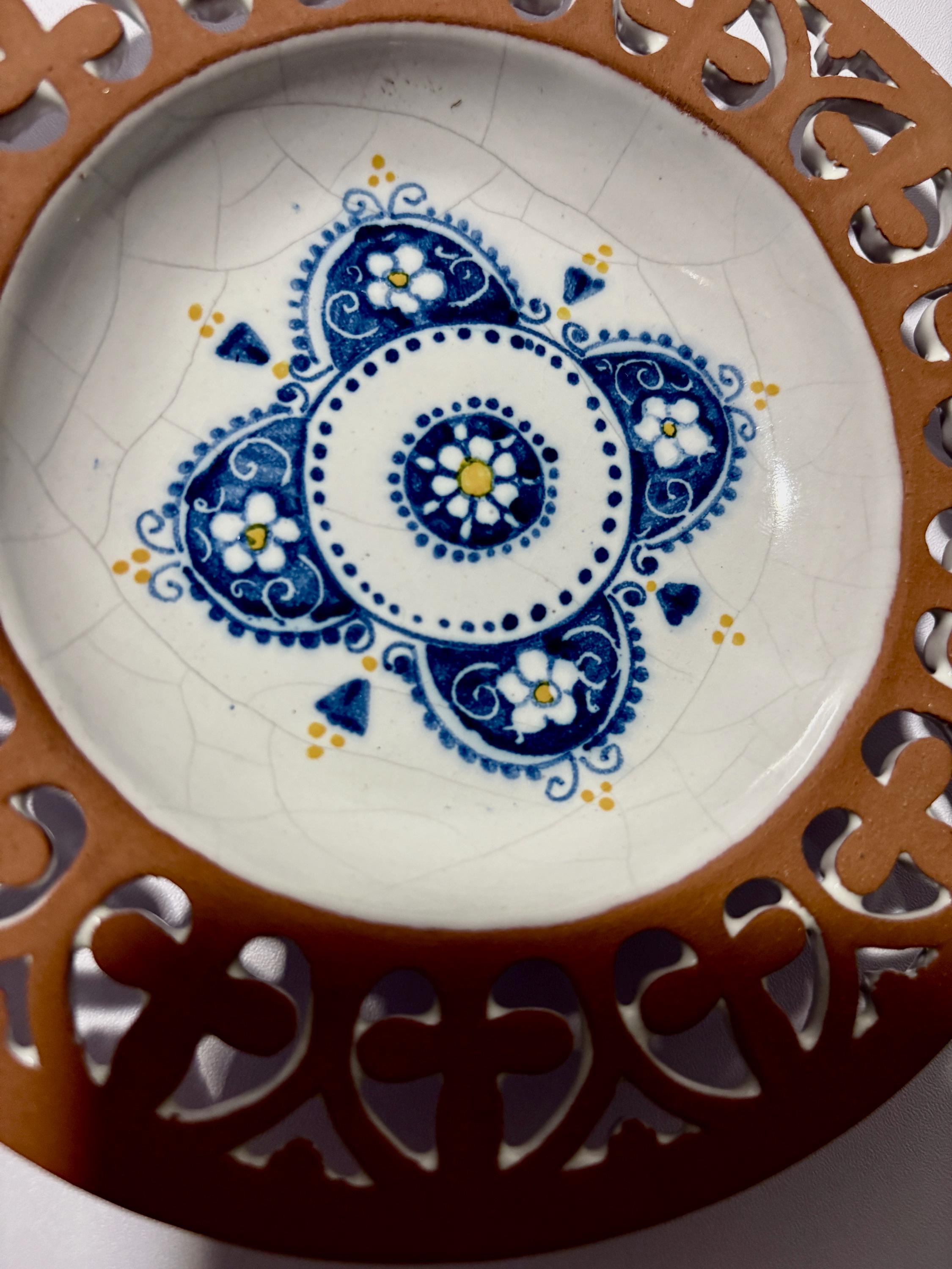 Val DEMONE Ceramic Lattice Recessed Pottery - Hand Painted Plate ...