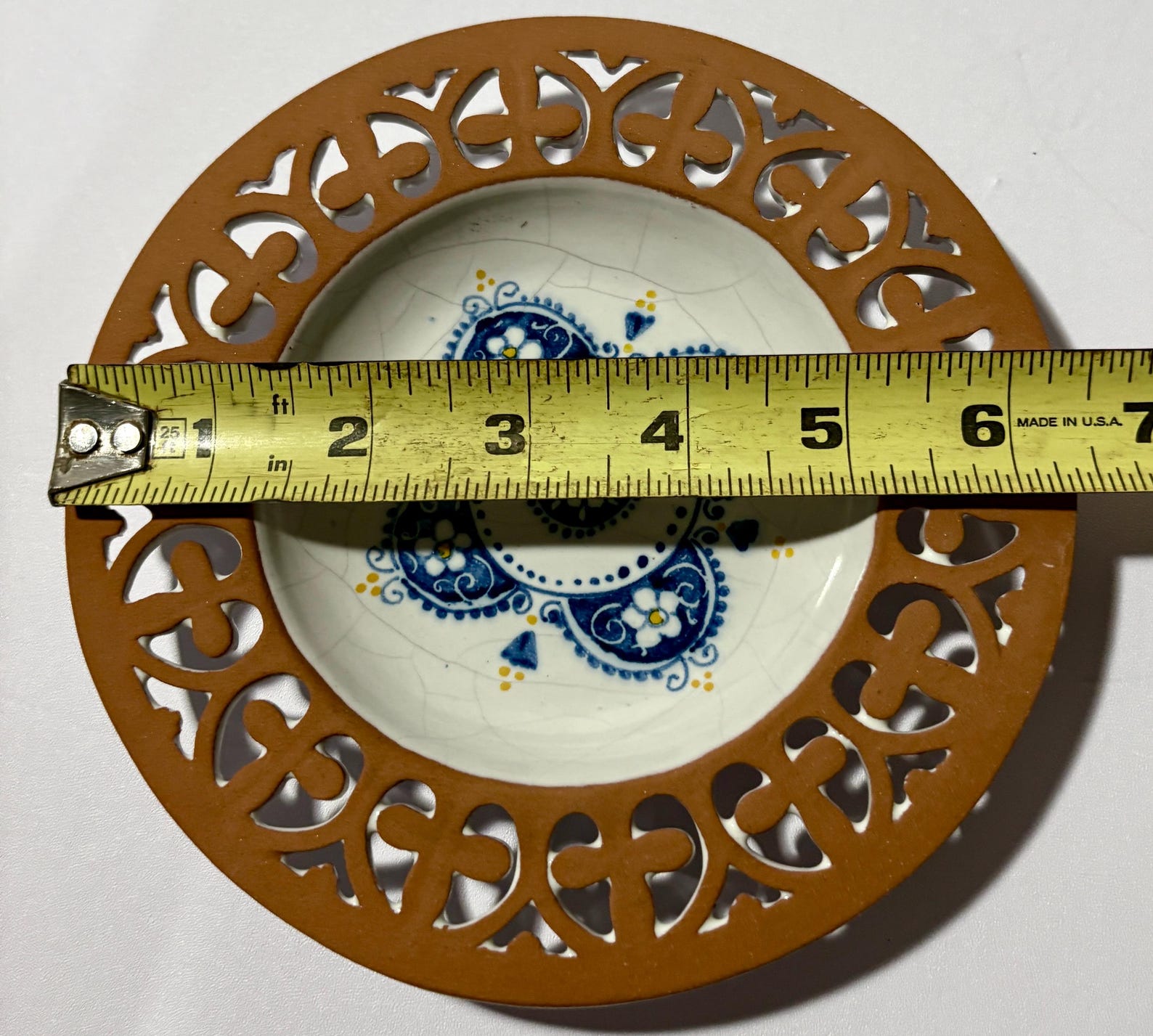 Val DEMONE Ceramic Lattice Recessed Pottery - Hand Painted Plate ...