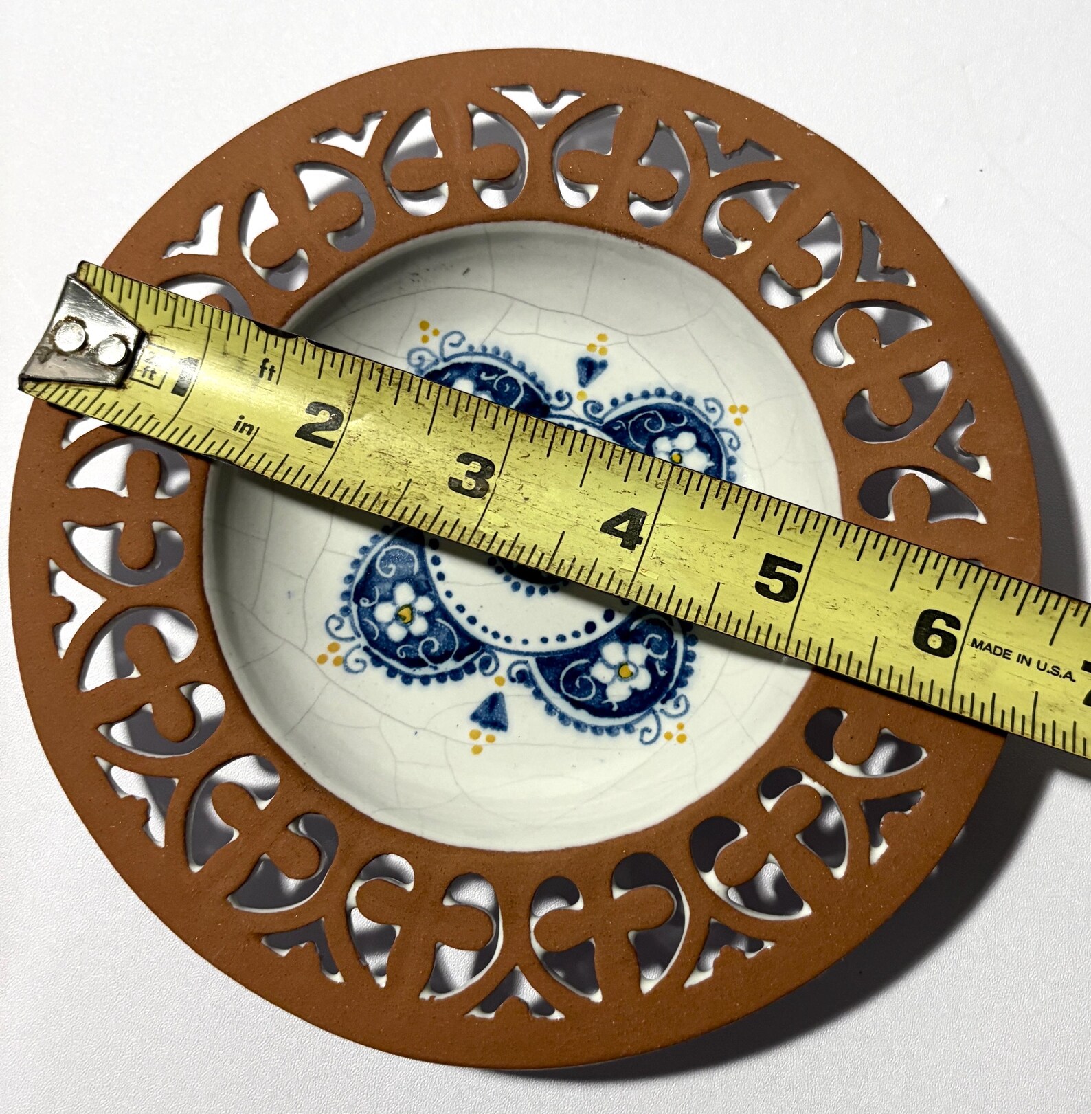 Val DEMONE Ceramic Lattice Recessed Pottery - Hand Painted Plate ...