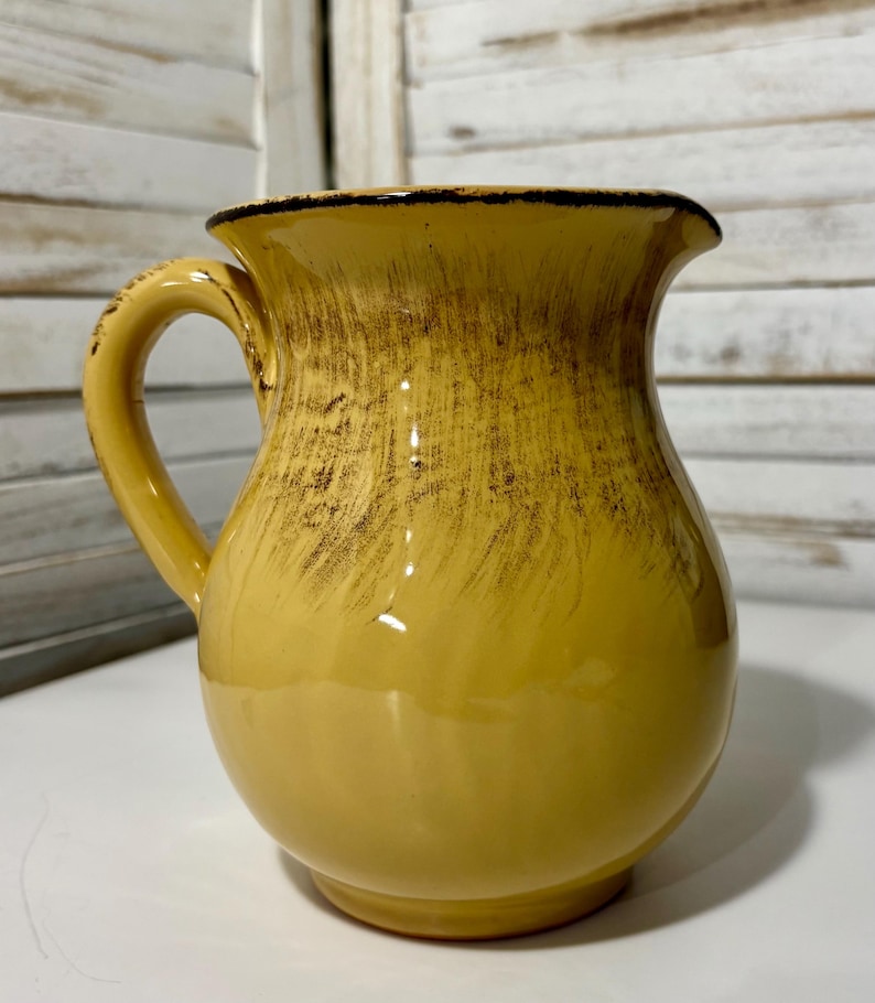 Rustic Pitcher De Silva Dumbria Yellow Vintage Italian - Etsy