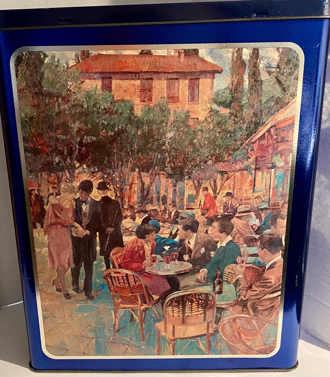 Vintage Ruffino Al Fresco Italian Cafe Scene Decorative Metal Storage ...