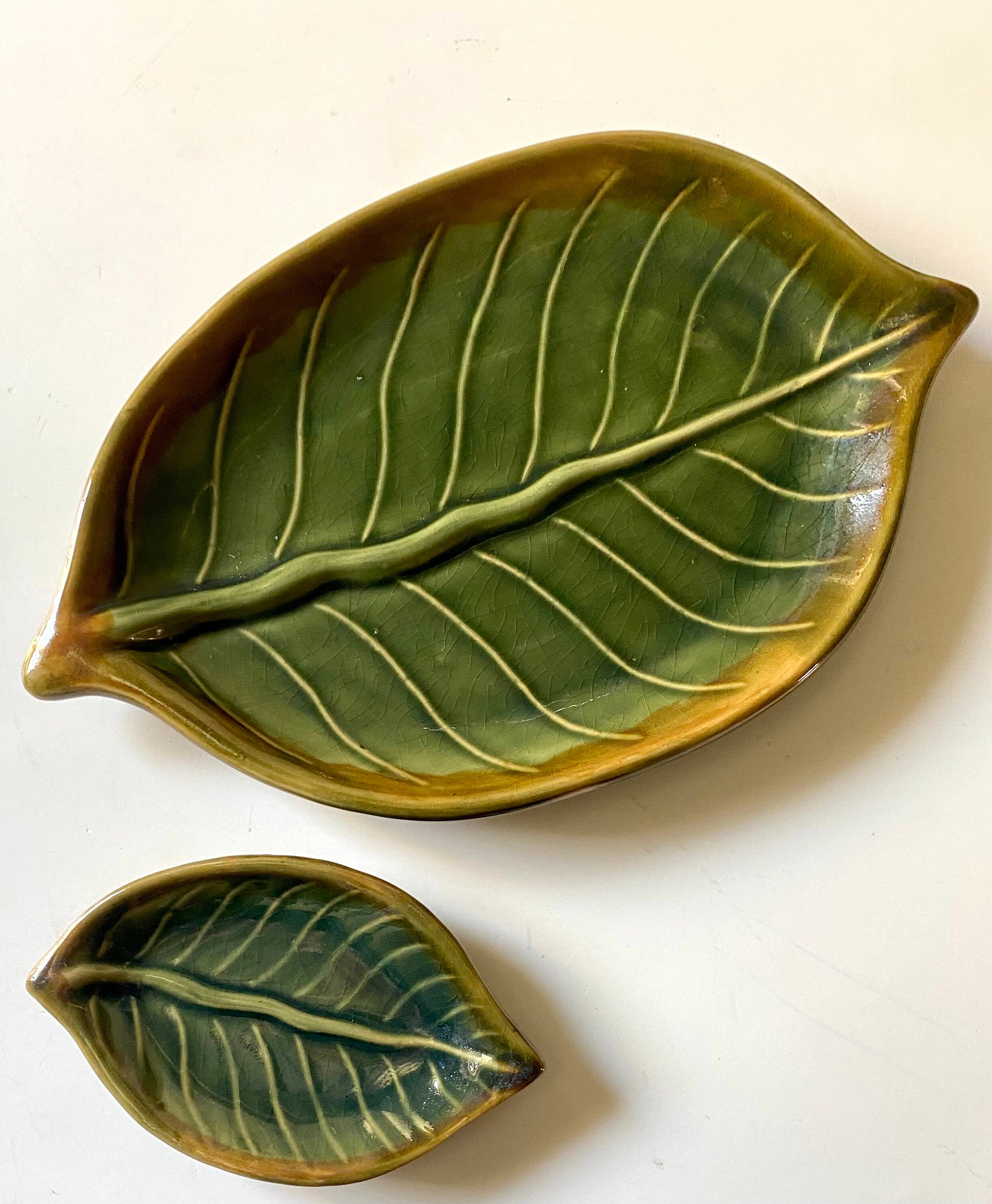 Pier 1 Leaf Shaped Platter and Side Dish Set of 2 - Etsy