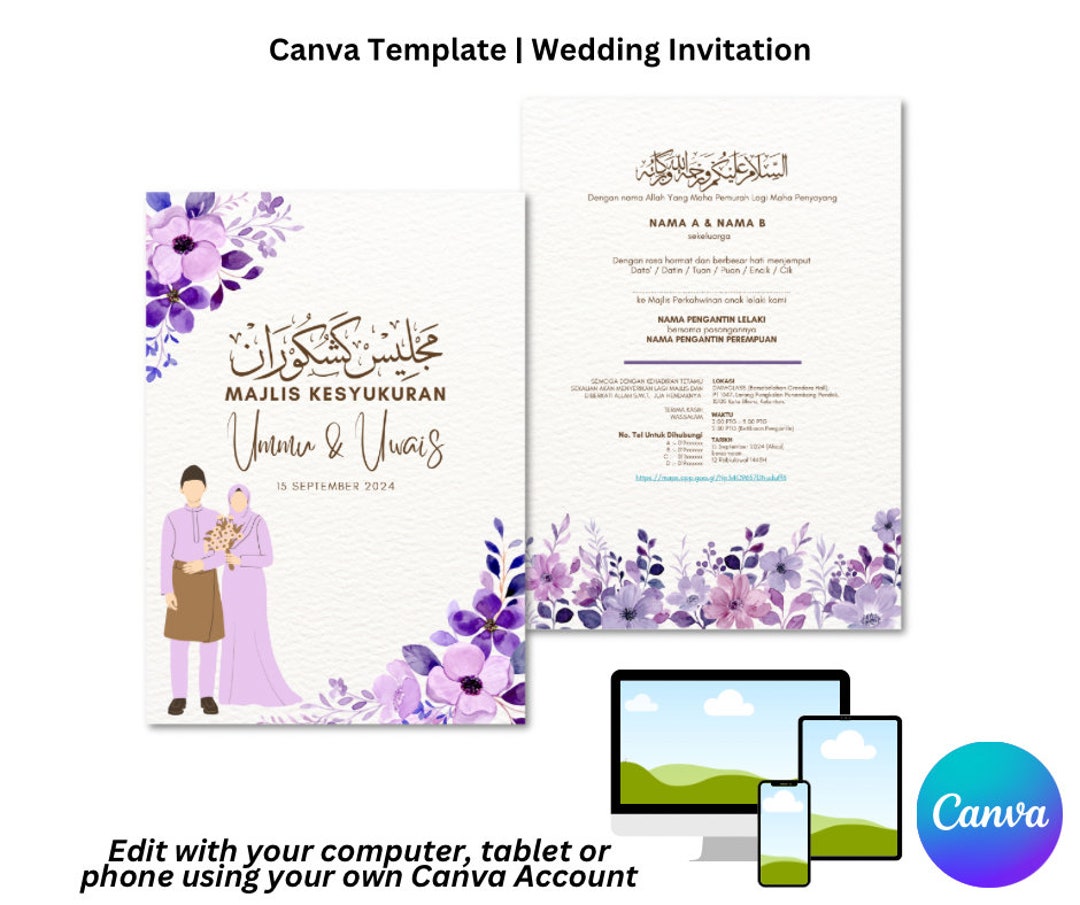Canva Template Wedding Card Invitation Kad Jemputan Majlis Kesyukuran ...