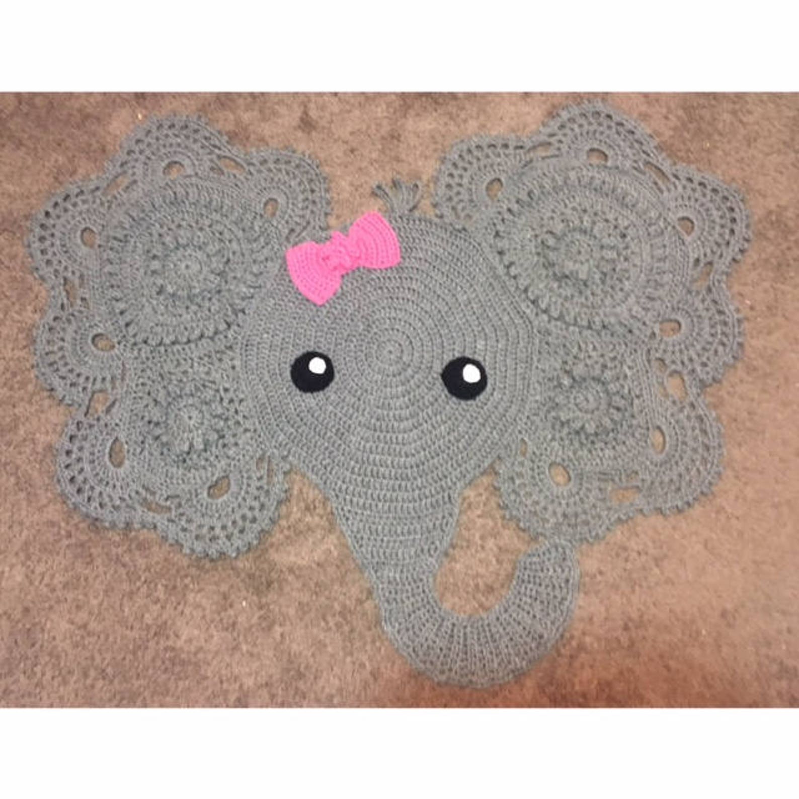 Crochet Elephant Rug Handmade Rug Nursery Rug - Etsy