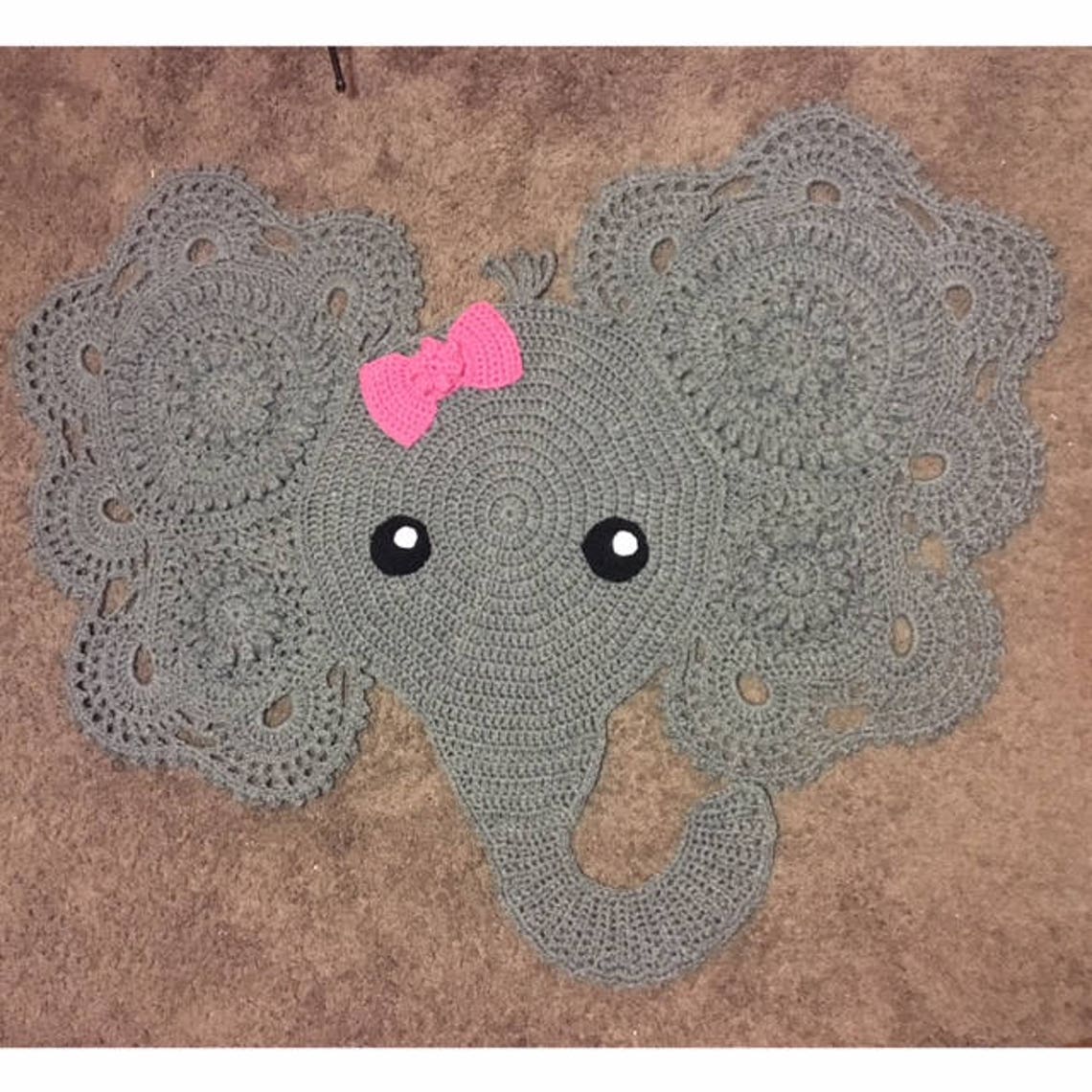 Crochet Elephant Rug Handmade Rug Nursery Rug - Etsy