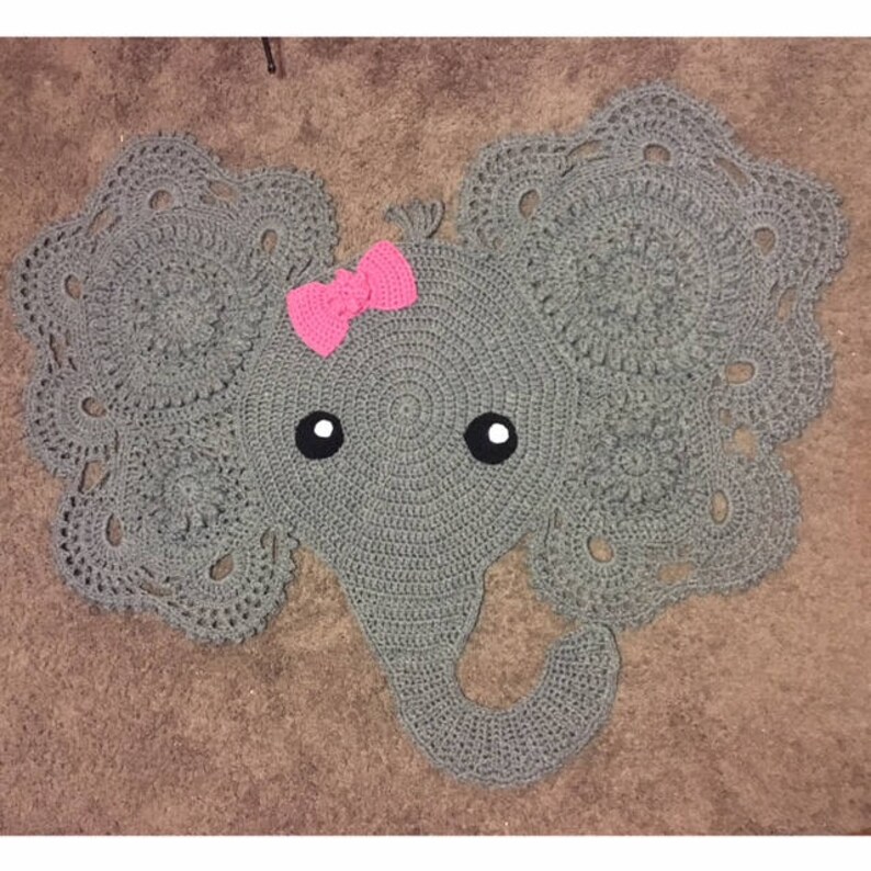 Crochet Elephant Rug Handmade Rug Nursery Rug - Etsy