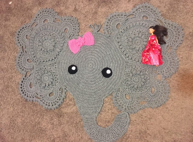 Crochet Elephant Rug Handmade Rug Nursery Rug - Etsy