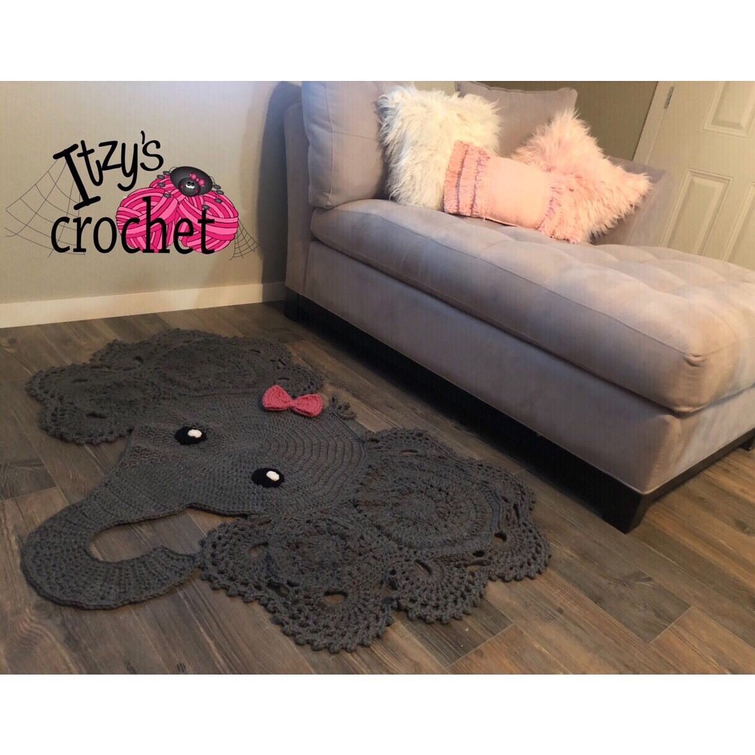 Crochet Elephant Rug Handmade Rug Nursery Rug - Etsy